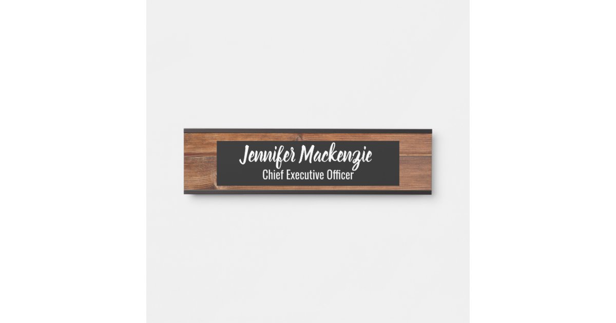 Elegant Name Plate Wood Grain Rustic Door Sign | Zazzle