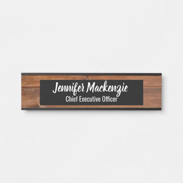 Elegant Name Plate Wood Grain Rustic Door Sign | Zazzle
