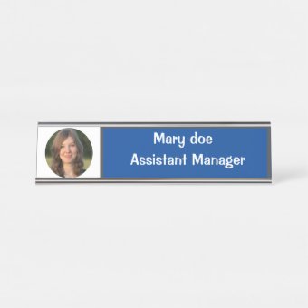 Elegant name plates with photo of the employee | Zazzle