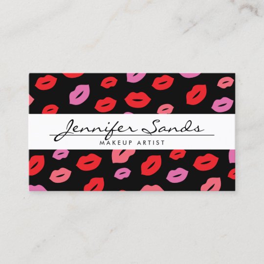Elegant Name with Glam Lip Print for Makeup Artist Business Card ...