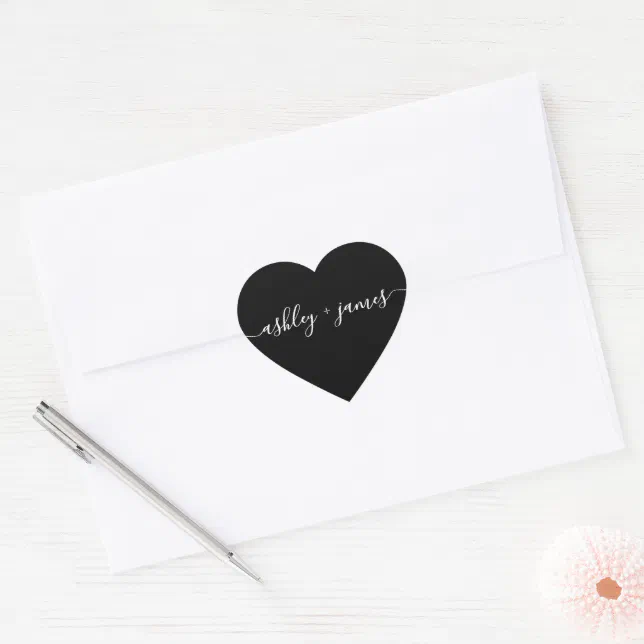 Elegant Names Black Wedding Envelope Seal | Zazzle