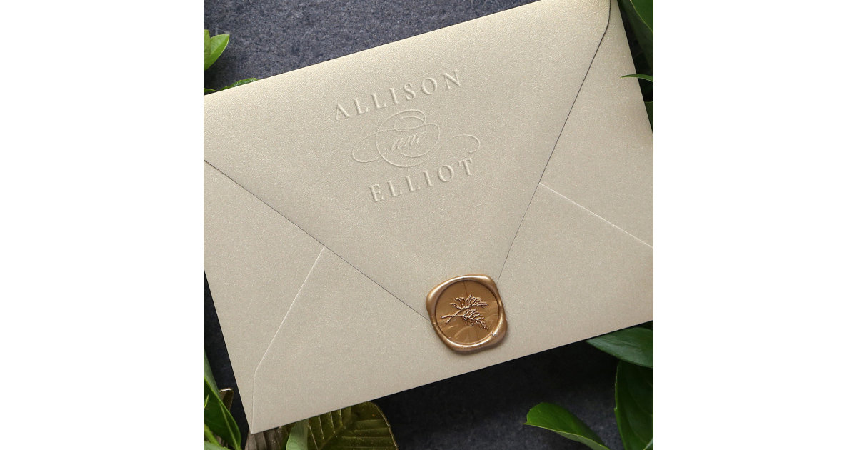 Elegant Names Wedding Monogram Envelope Embosser | Zazzle