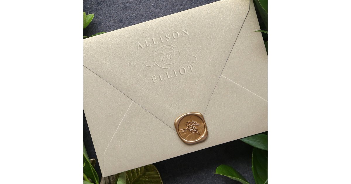Elegant Names Wedding Monogram Envelope Embosser | Zazzle