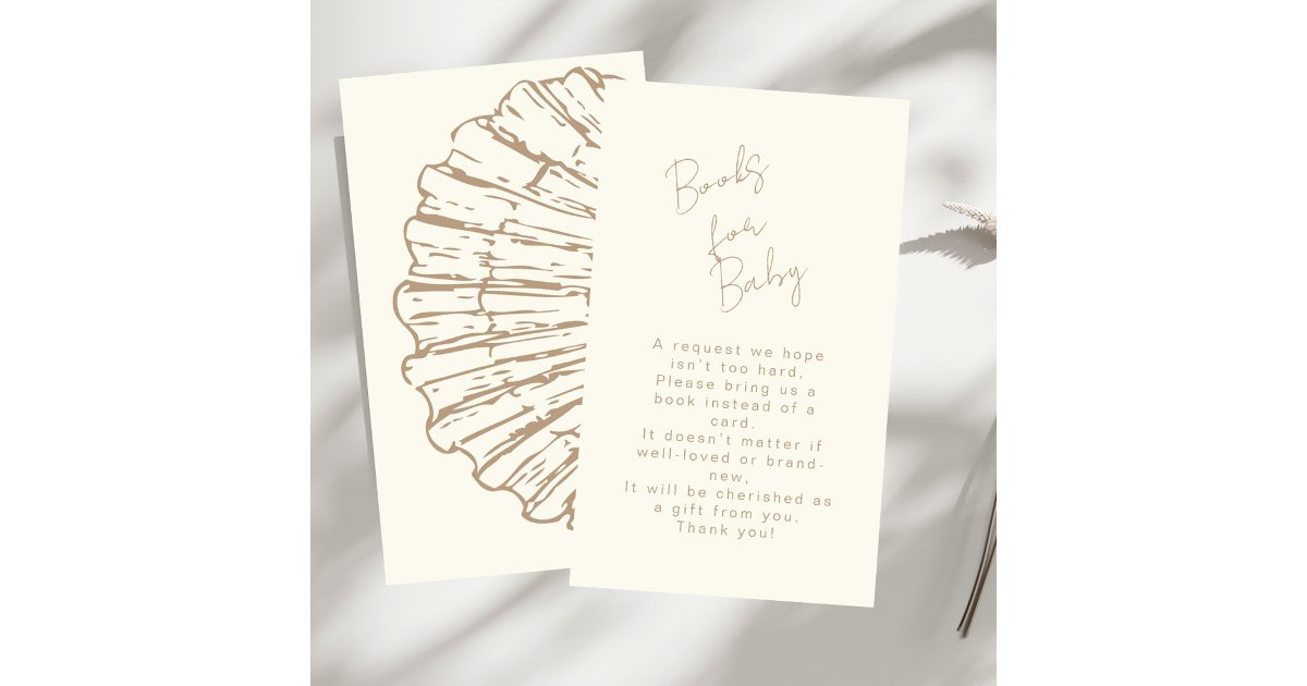 Elegant Natural Clam Shell Books For Baby Shower Enclosure Card | Zazzle