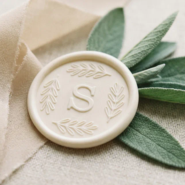 Elegant Natural Laurel Leaf Frame Custom Monogram Wax Seal Sticker | Zazzle