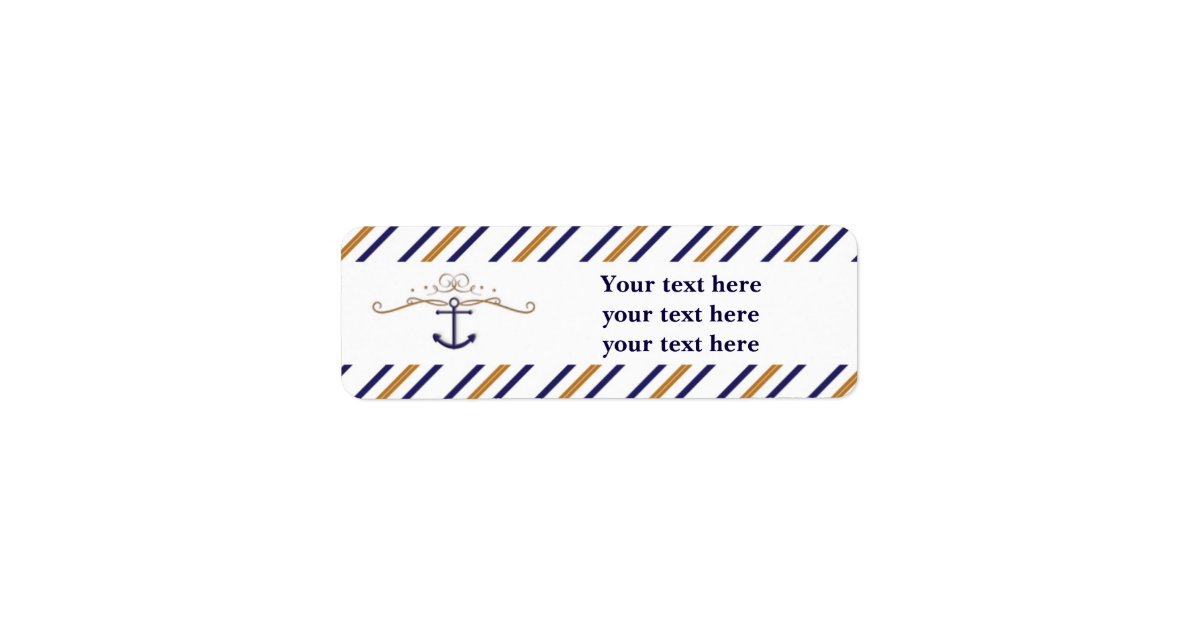 Elegant Nautical Anchor Striped Address Labels | Zazzle