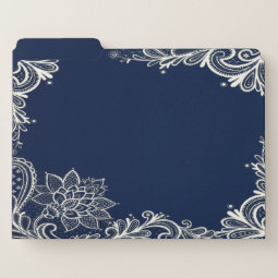 elegant nautical beach white lace navy blue file folder | Zazzle