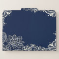 elegant nautical beach white lace navy blue file folder | Zazzle