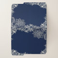 elegant nautical beach white lace navy blue file folder | Zazzle