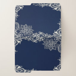 elegant nautical beach white lace navy blue file folder | Zazzle