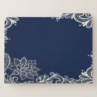 elegant nautical beach white lace navy blue file folder | Zazzle
