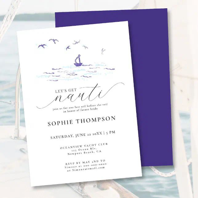Elegant Nautical Boat Party Bachelorette Party Invitation | Zazzle