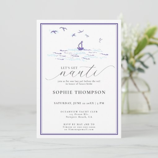 Elegant Nautical Frame Boat Bachelorette Party Invitation | Zazzle