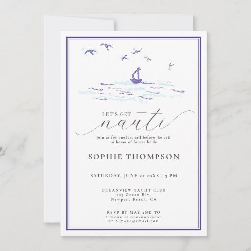 Elegant Nautical Frame Boat Bachelorette Party Invitation | Zazzle
