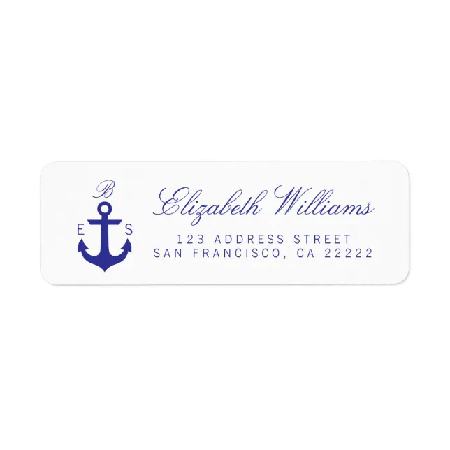 Elegant Nautical Monogram Return Address Labels | Zazzle