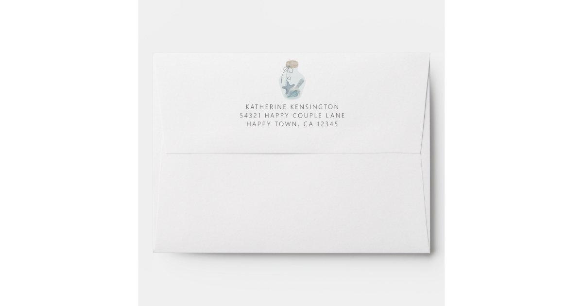 Elegant Nautical Seashell Modern Wedding Envelope | Zazzle