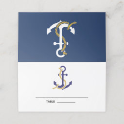 Elegant Nautical Wedding Navy Place Card | Zazzle