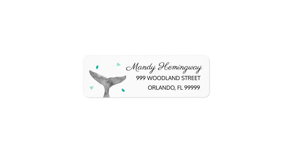 Elegant Nautical Whale Fluke Illustration Address Label | Zazzle