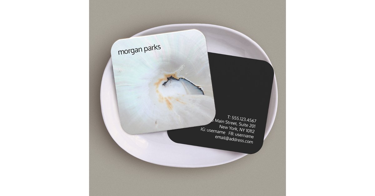 Elegant Nautilus Shell Tropical Square Business Card | Zazzle