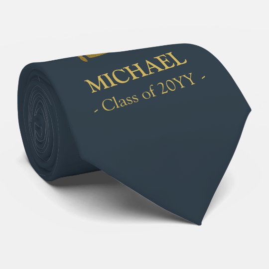 Elegant navy and gold personalized graduation tie | Zazzle.com