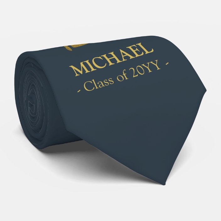 Elegant navy and gold personalized graduation tie | Zazzle.com