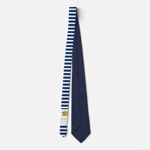 Elegant navy and gold personalized graduation tie | Zazzle