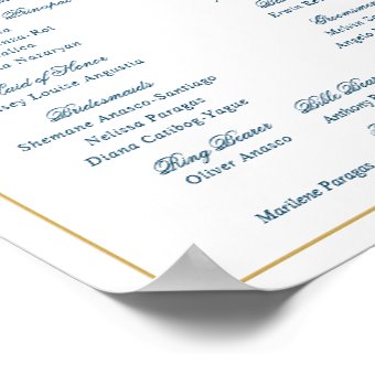 Elegant Navy and Gold Wedding Entourage Poster | Zazzle