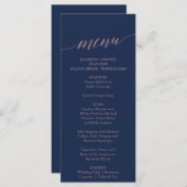 Elegant Navy and Rose Calligraphy Dinner Menu Card | Zazzle