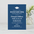 Elegant Navy Backyard BBQ Graduation Party Invitation | Zazzle