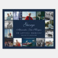 Elegant Navy Blue 14 Photo Border In Loving Memory Sign | Zazzle