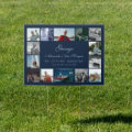 Elegant Navy Blue 14 Photo Border In Loving Memory Sign | Zazzle