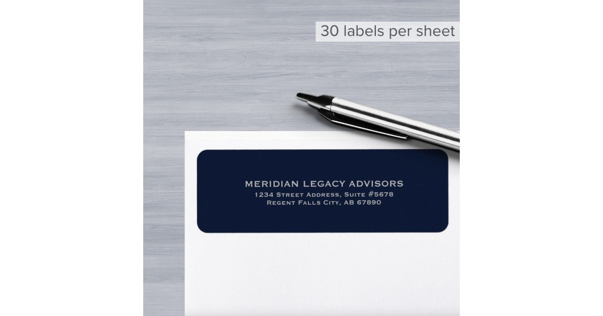 Elegant Navy Blue and Gray Return Address Label | Zazzle