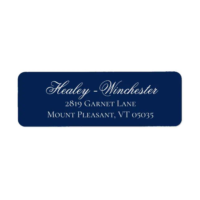 Elegant Navy Blue and White Wedding Address Label | Zazzle