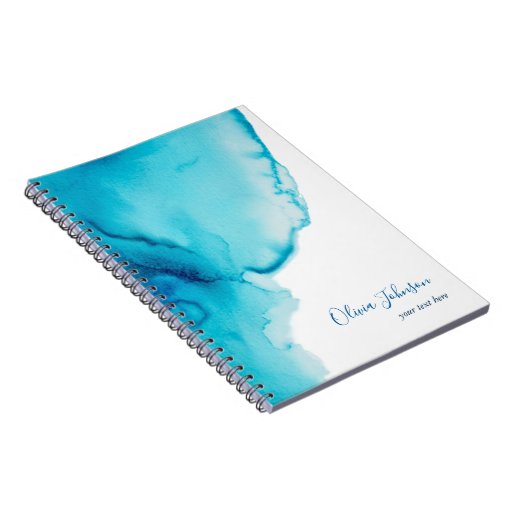Elegant Navy Blue Aqua Watercolor Notebook | Zazzle