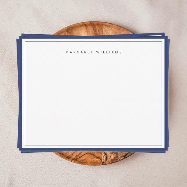 Elegant Navy Blue Border Simple Minimalist Note Card | Zazzle