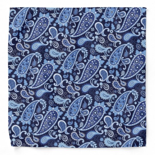 Elegant Navy Blue Floral Paisley Bandana | Zazzle.com