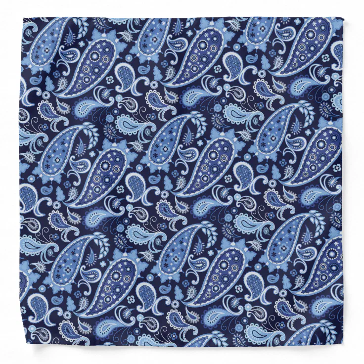 Elegant Navy Blue Floral Paisley Bandana | Zazzle