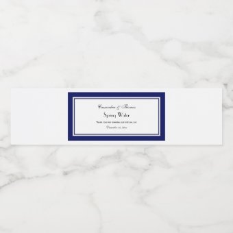 Elegant Navy Blue Framed #2 Water Bottle Label | Zazzle