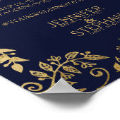 Elegant Navy Blue Gold Floral Social Media Photo Poster | Zazzle