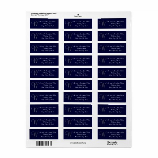 Elegant Navy Blue Gray Monogram Wedding Invitation Label | Zazzle