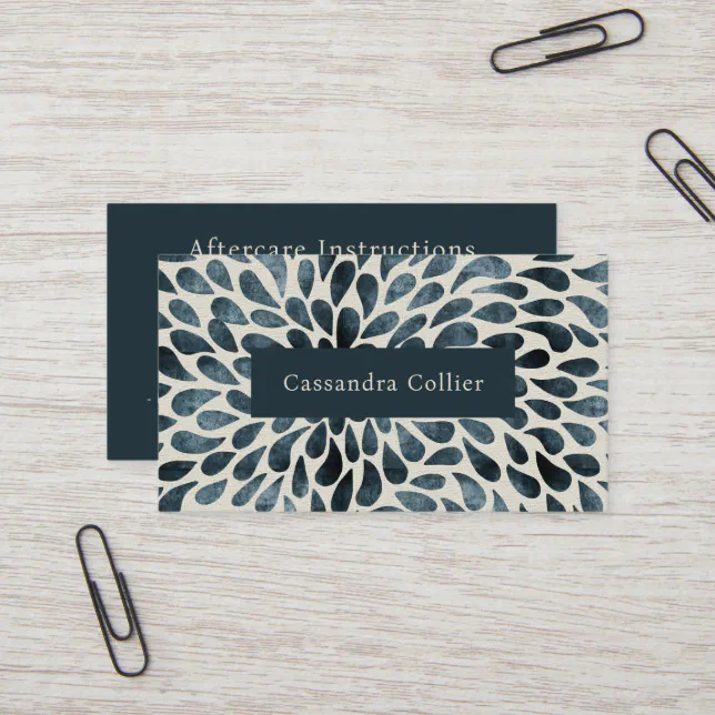 Elegant Navy Blue Modern Aftercare Business Card | Zazzle