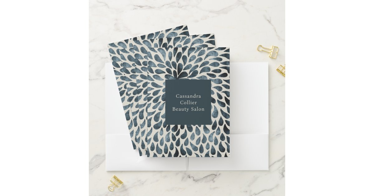 Elegant Navy Blue Modern Pocket Folder | Zazzle