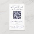 Elegant Navy Blue Monogram QR Code Floral Crest Business Card | Zazzle