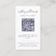 Elegant Navy Blue Monogram QR Code Floral Crest Business Card | Zazzle