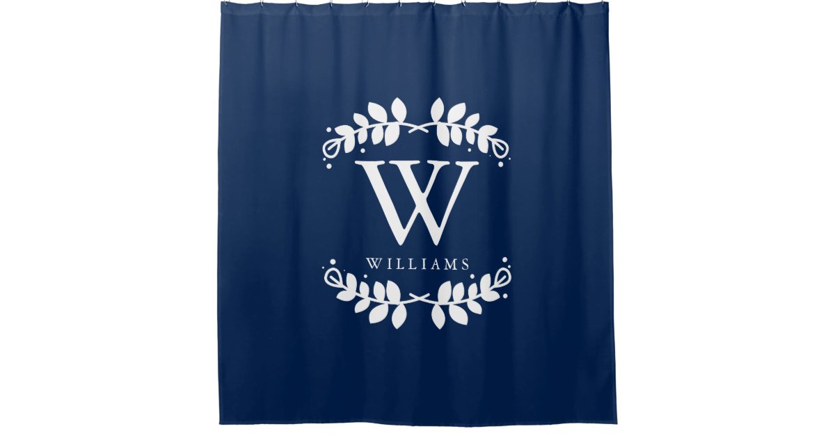 Elegant Navy Blue Monogram Shower Curtain Zazzle