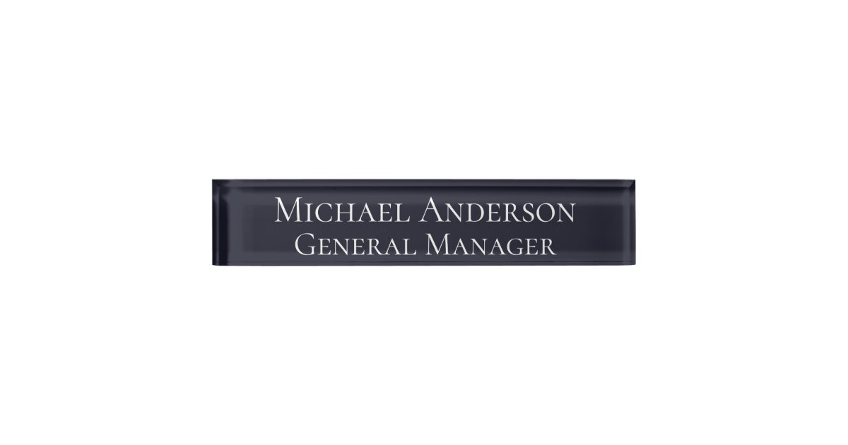 Elegant Navy Blue Name Plate | Zazzle