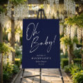 Elegant Navy Blue Oh Baby Baby Shower Welcome Foam Board | Zazzle