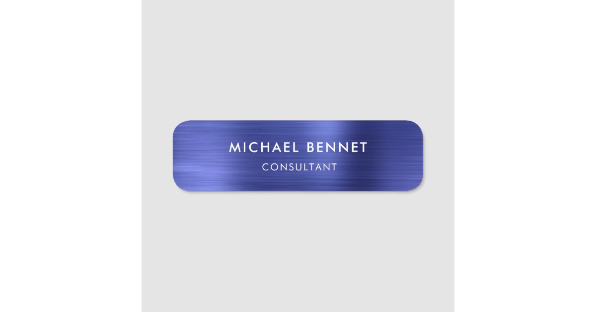 Elegant Navy Blue Professional Business Name Tag | Zazzle