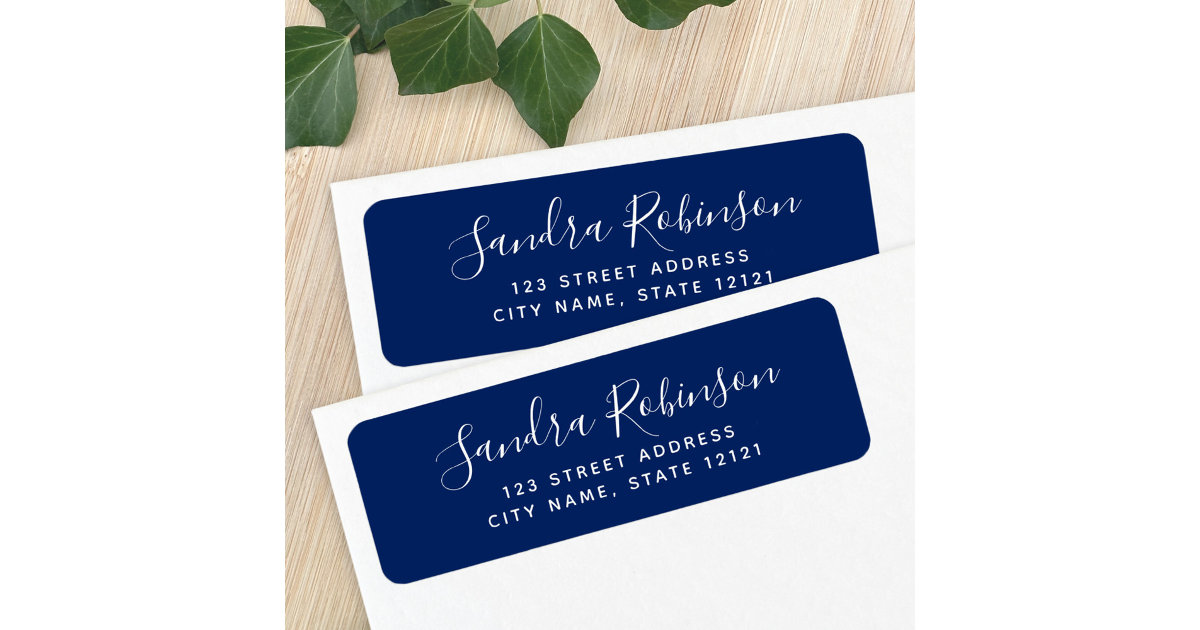Elegant navy blue return address labels | Zazzle