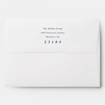Elegant navy blue return address printed envelope | Zazzle